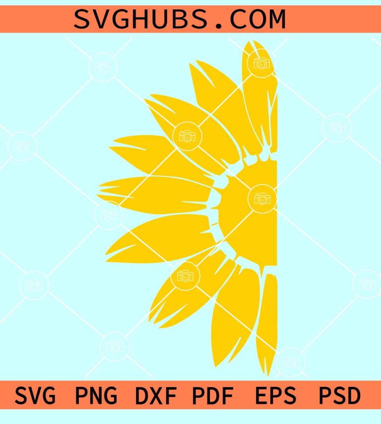 Sunflower Svg, Half Sunflower Svg, Half Sunflower Clipart