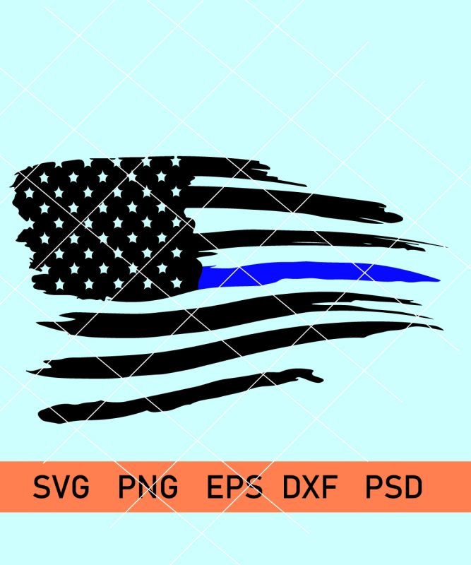 thin blue line American Flag SVG - Svg Hubs
