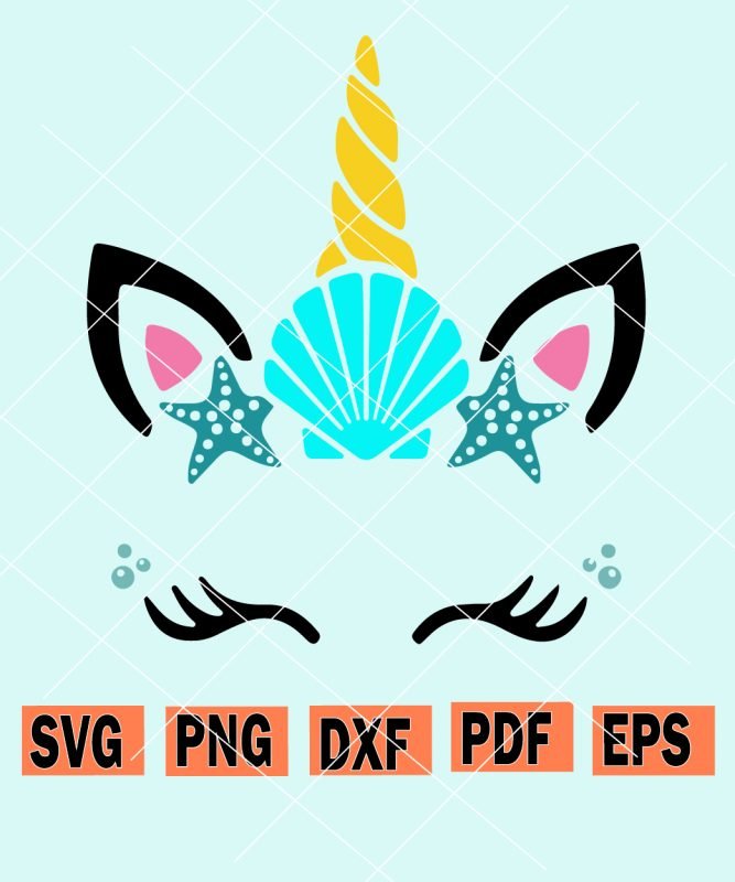 Mermaid Unicorn SVG, Unicorn SVG, Shell Unicorn svg, Mermaid SVG ...