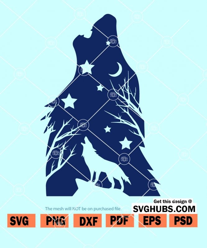 Howling wolf SVG, Wolf SVG, Wolf and moon SVG, howling wolf, Wolf ...