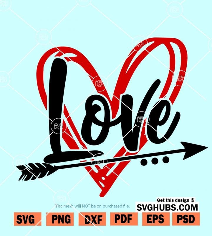 Heart and arrow Love SVG, Heart and arrow Valentine SVG - Svg Hubs