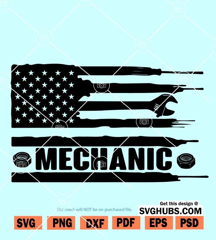 Mechanic flag svg, Mechanic flag of tools svg, USA mechanic flag svg ...