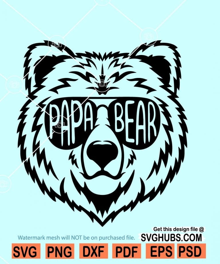 Papa Bear SVG files for cricut, Papa bear face svg, fathers day svg ...