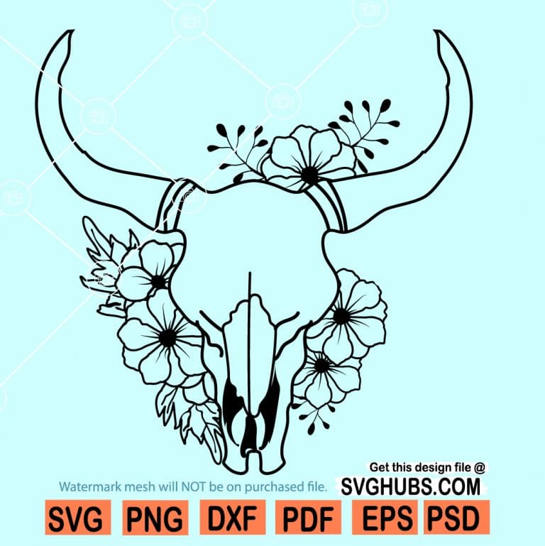 Cow Skull With Flowers Svg Longhorn Skull Svg Floral Cow Skull Svg Cow Skull With Flowers Svg Longhorn Skull Svg Floral Cow Skull Svg