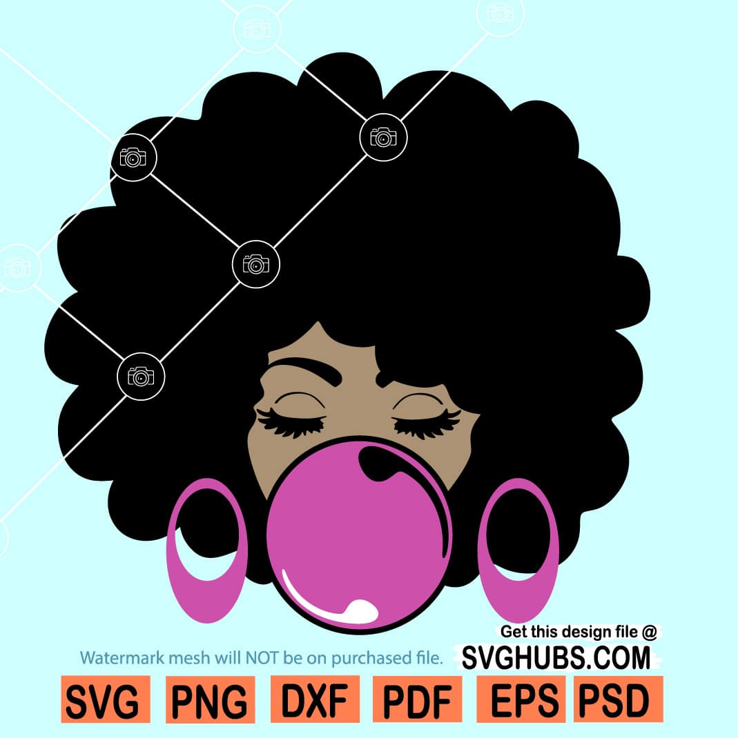 Afro Woman Bubble Gum Svg Afro Woman Svg Melanin Poppin Etsy The Best