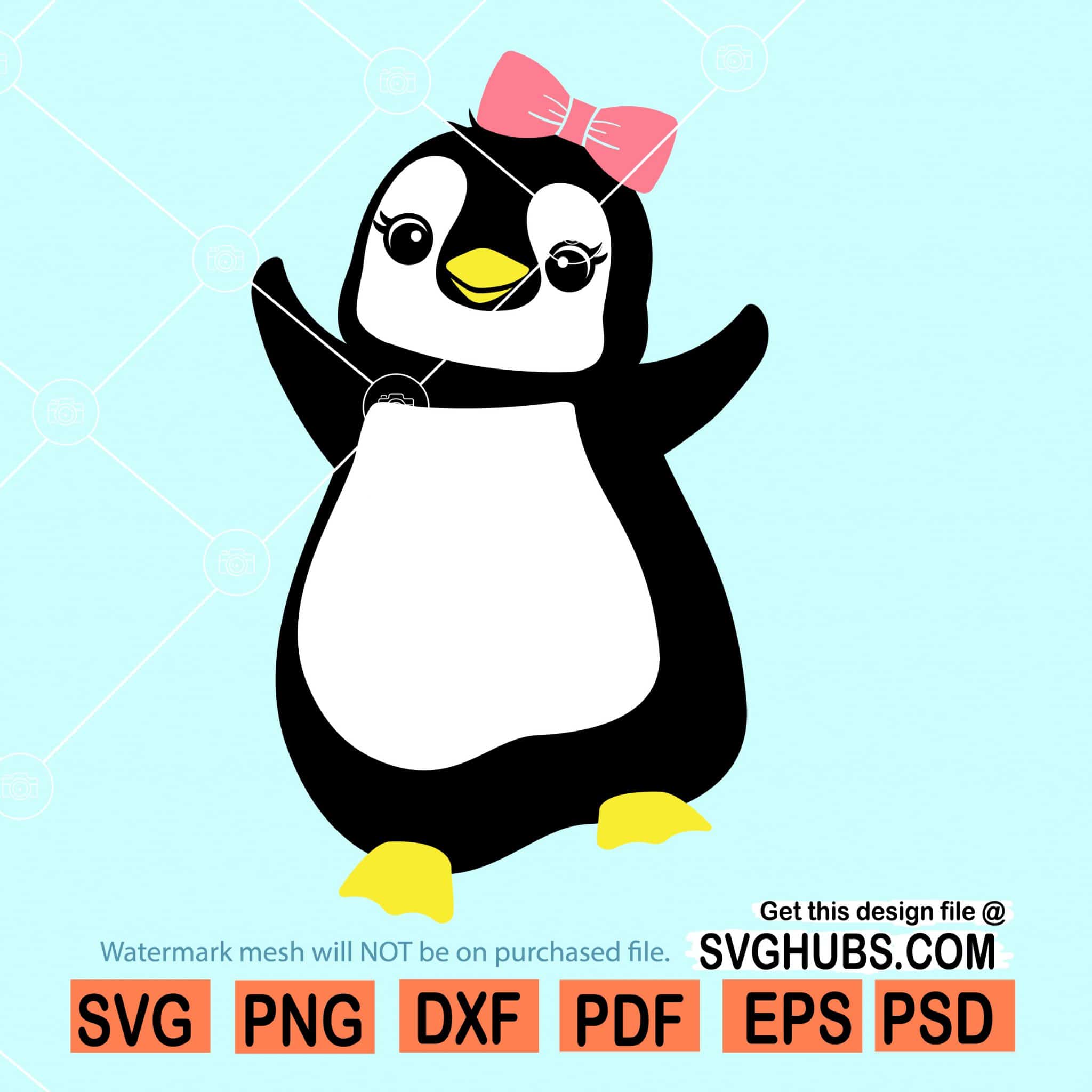 Penguin with Bow SVG, girl penguin SVG, Penguin SVG file, cute penguin ...