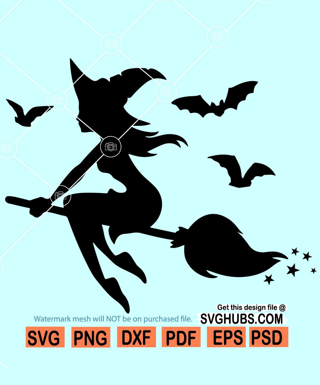 Flying witch SVG, Happy Halloween SVG, witch broom svg, Halloween SVG ...