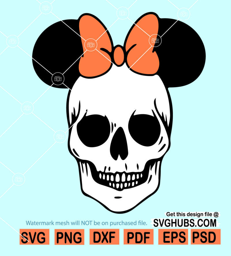Minnie Mouse Skeleton svg, skeleton with Minnie mouse bow svg, Disney ...