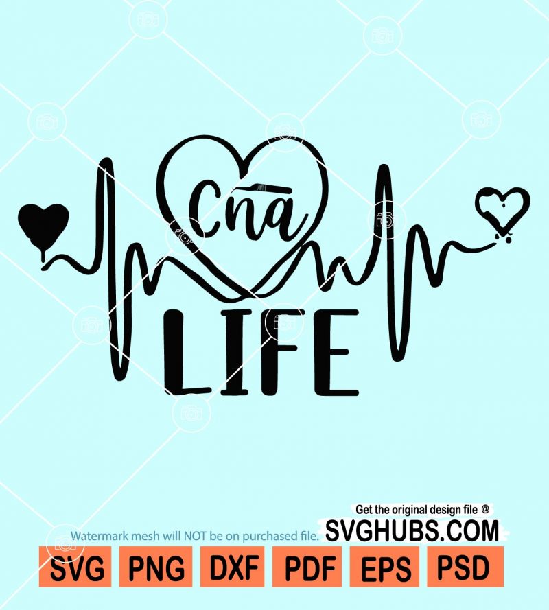 CNA life svg, heart love svg, nurse heartbeat svg, nurse life svg ...