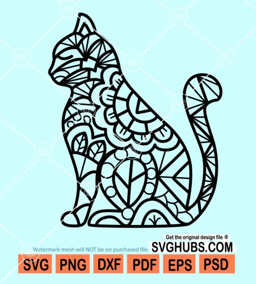 Cat mandala svg, Cat svg, Cat Zentangle SVG, Cat svg, cute Cat svg ...