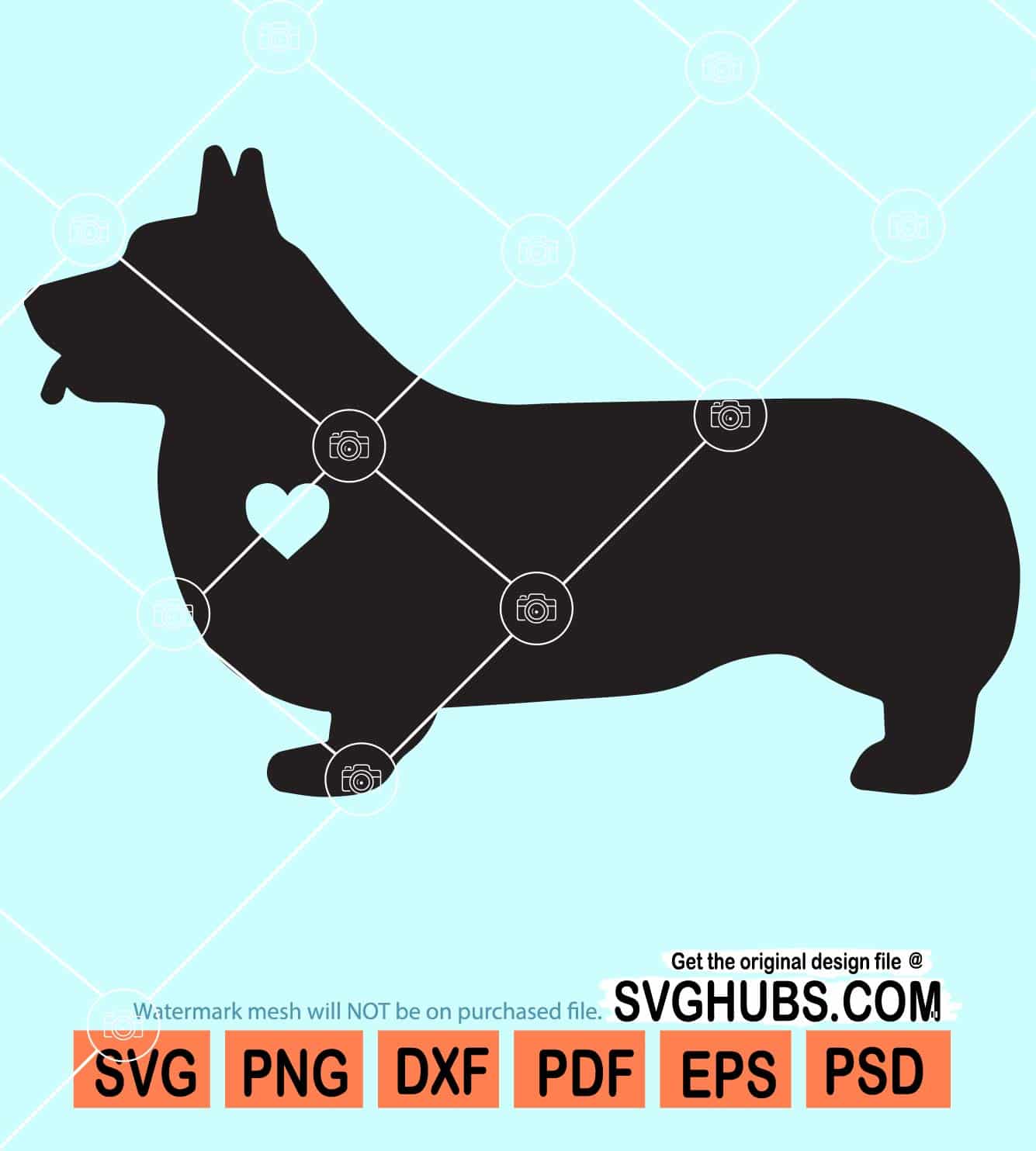 Corgi Silhouette SVG, Corgi heart svg, dog svg, Corgi Love svg ...