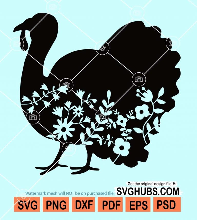 Floral turkey svg, turkey mandala svg, turkey zentangle svg, turkey ...