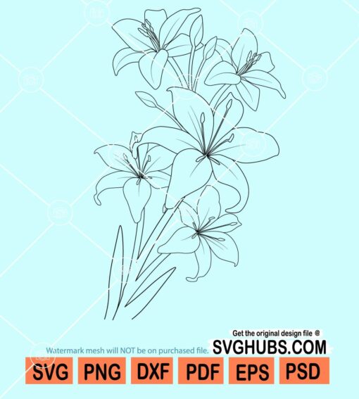Lily flower svg, lily svg, lilium flower svg, Floral Svg, beautiful ...