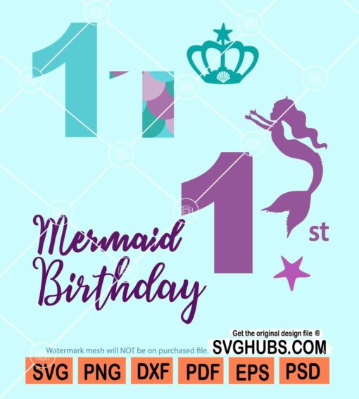 Mermaid birthday numbers svg, birthday numbers svg, mermaid birthday ...