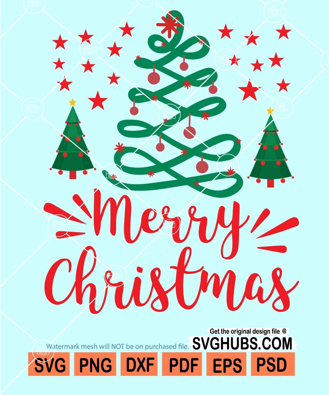 Merry christmas svg, Christmas tree lights and stars svg, Christmas ...