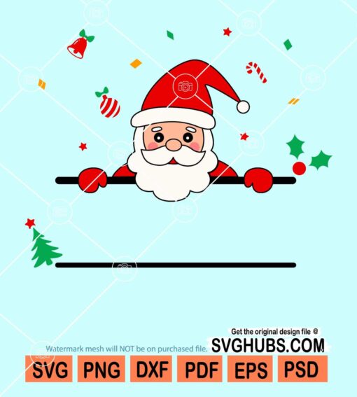 Santa split monogram svg, split monogram svg, santa face svg, Christmas ...