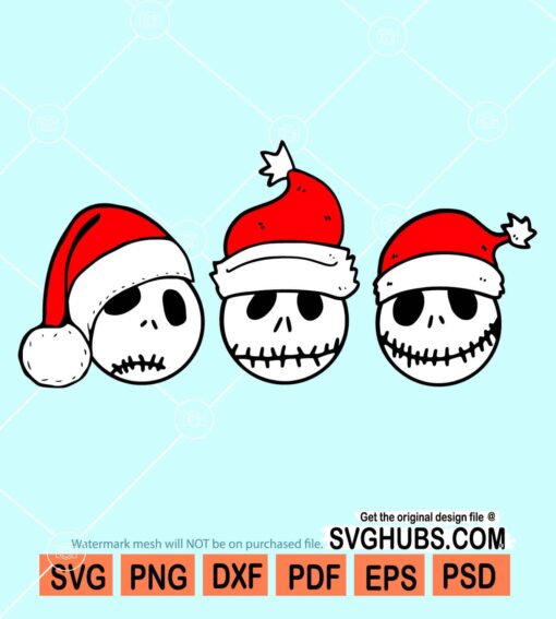 Scary Santa Faces Svg, Jack Skellington Face Svg, Funny Christmas Svg ...