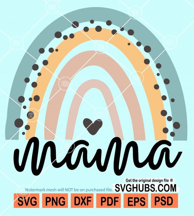 Mama rainbow svg, mama svg, love heart svg, mom rainbow svg, retro ...