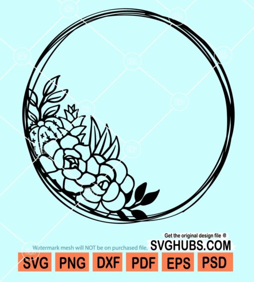 Succulent Cactus Plant Circle Frame Svg, Monogram Svg, Leaf Frame Svg ...