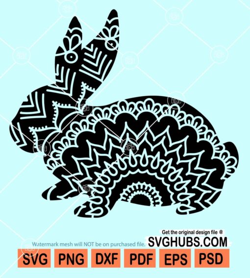 Zentangle Bunny Svg Mandala Bunny Svg Bunny Svg Easter Bunny Svg