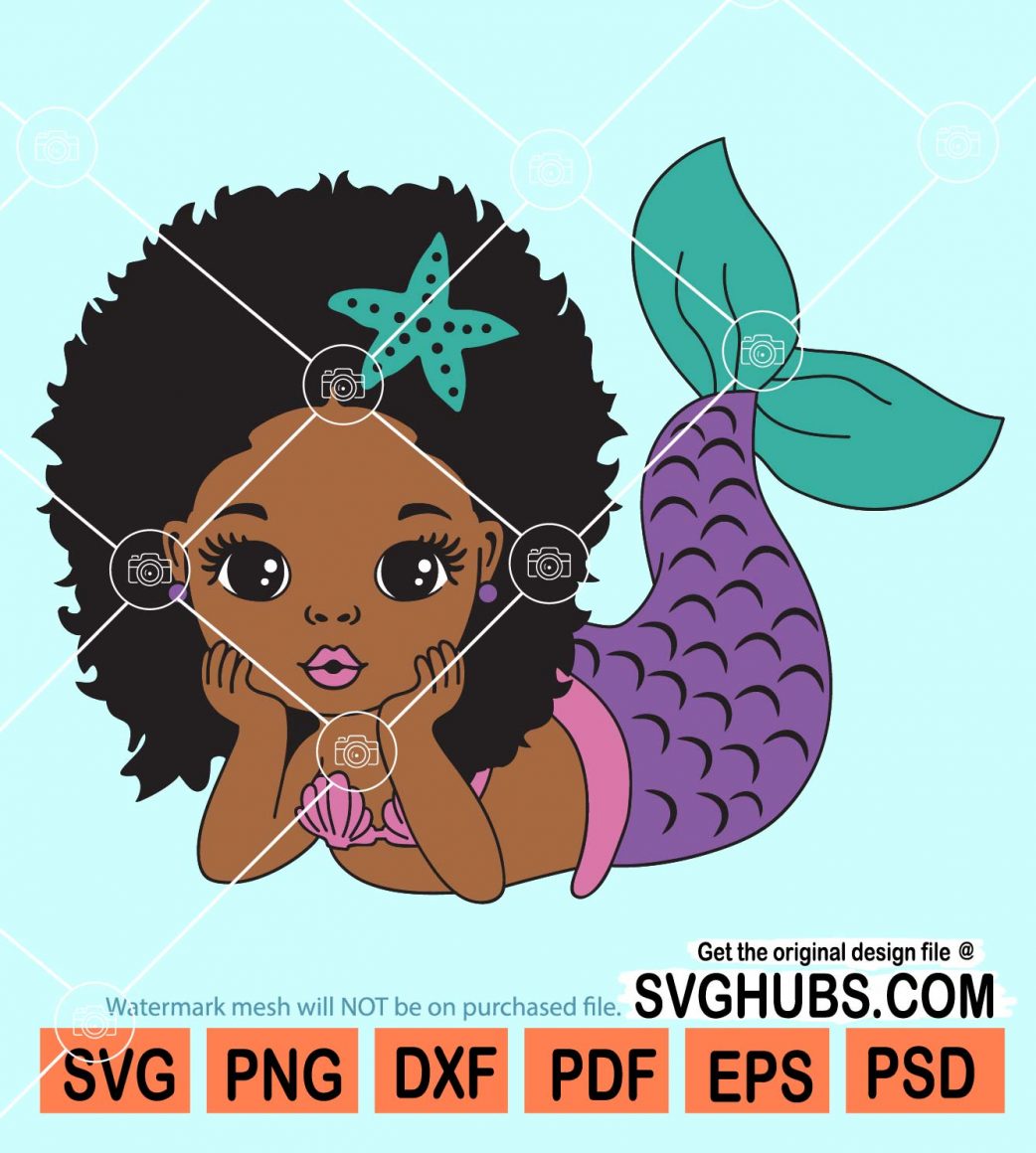 Black mermaid svg, Afro Girls Svg, Glamour Female svg, Afro Mermaid Svg ...