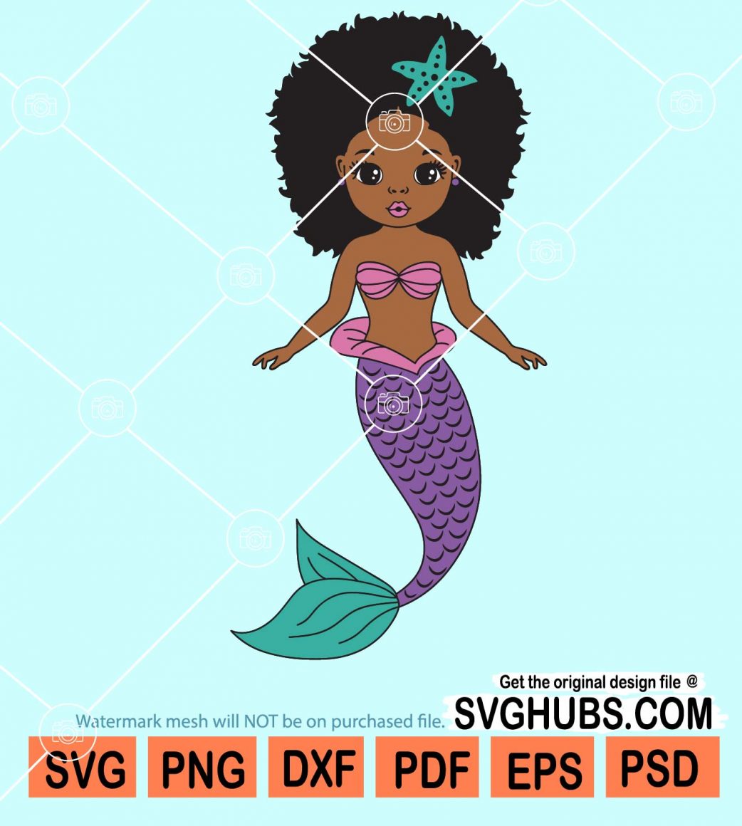 Black mermaid svg, Afro Girls Svg, Ocean Girl svg, Birthday Girl Svg ...