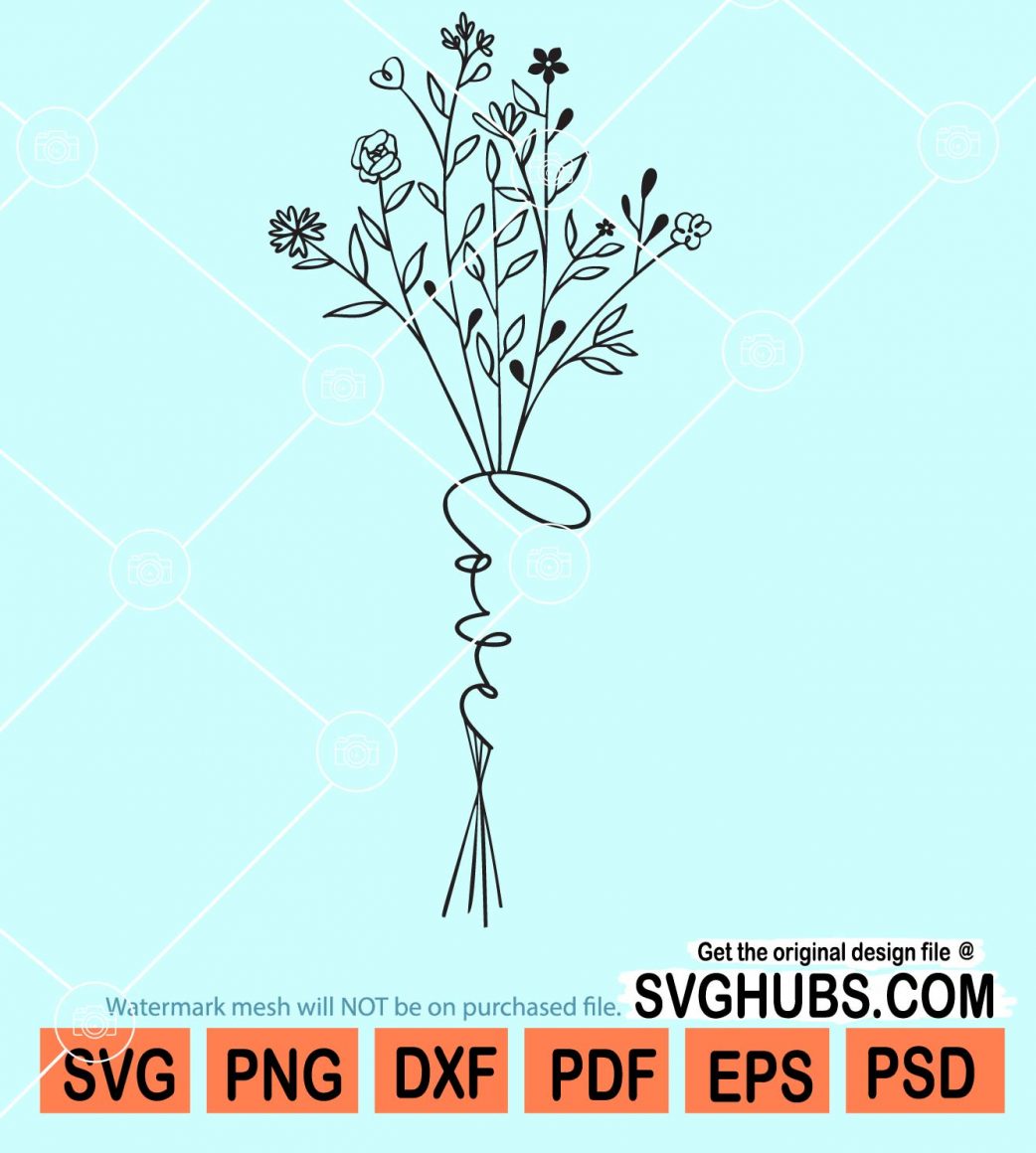 Floral love svg, Bouquet Svg, floral bouquet svg, Wedding svg, Floral ...