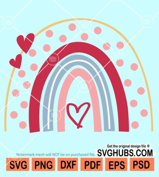 Valentines rainbow svg, boho rainbow svg, heart love svg, love svg ...