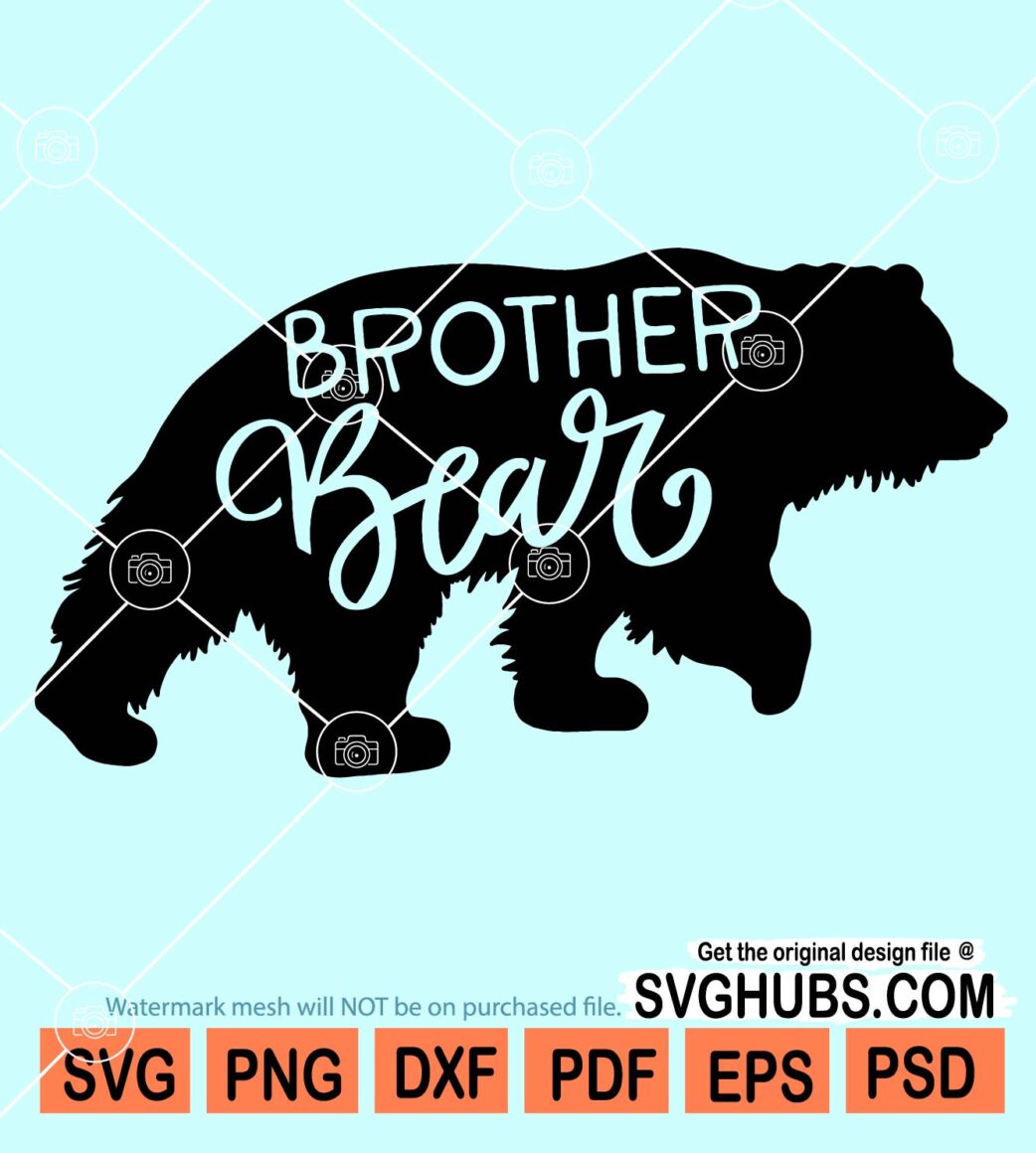 Brother bear svg, Cute bear svg, bear silhouette svg, bear clipart svg ...