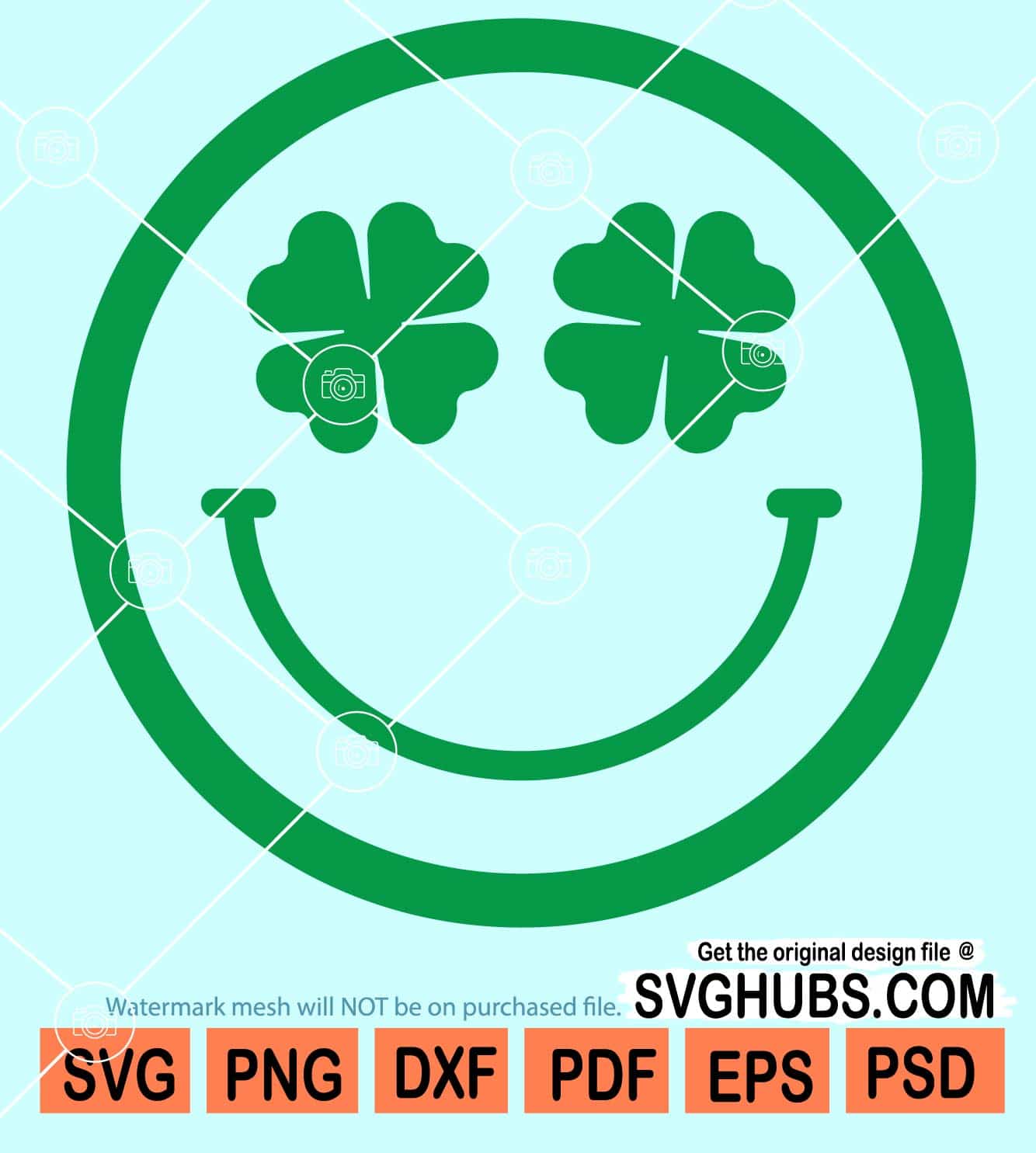 Clover Smiley Face Svg St Patricks Day Clover Eye Smiley Face Svg