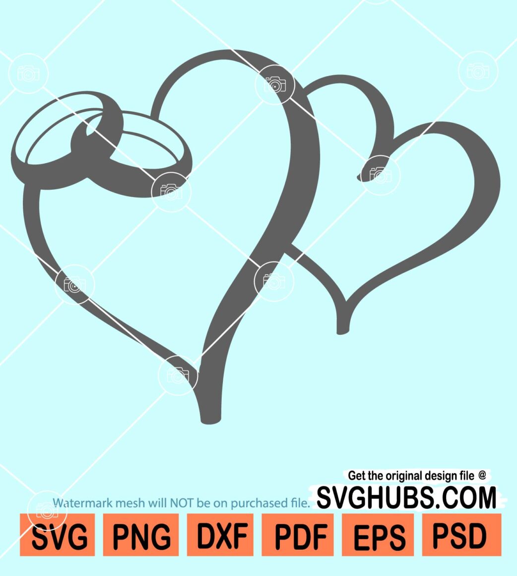 Double love heart wedding rings svg, Wedding rings Heart love svg ...