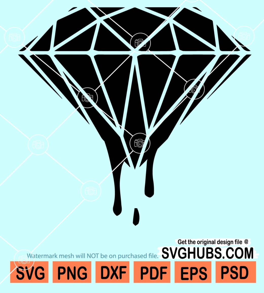 Dripping diamond svg, Dripping Diamonds Clipart svg, Dripping Gemstone ...