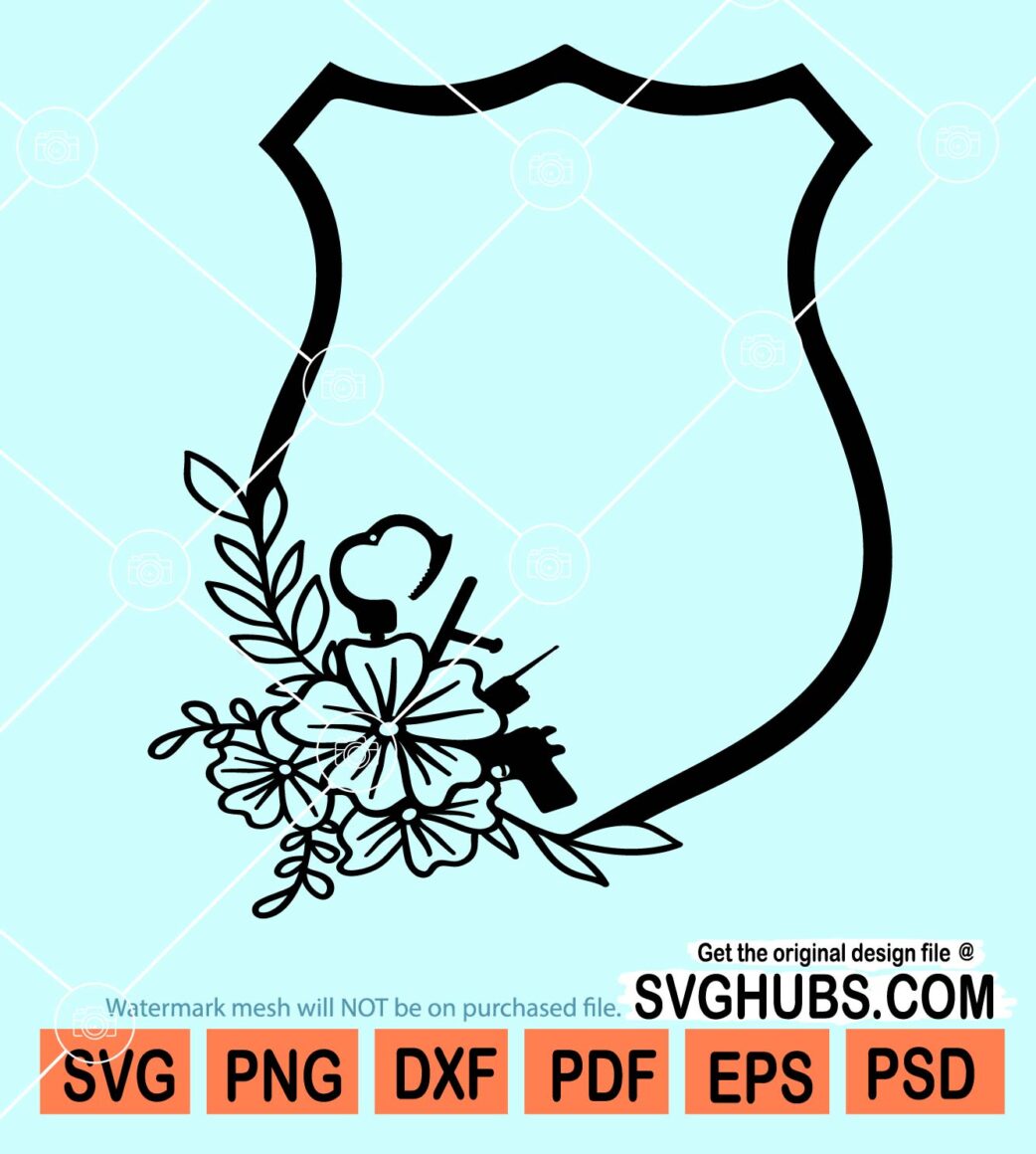 Floral police badge svg, Police Badge Svg, Police Badge With flowers ...