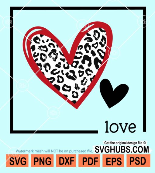 Leopard print love heart svg, Valentines heart svg, Leopard print svg ...