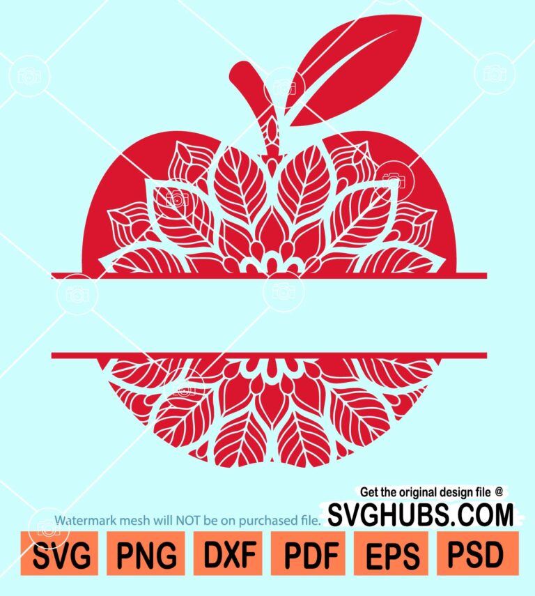 Apple split frame svg, apple Split Monogram Svg, apple svg, teacher svg ...