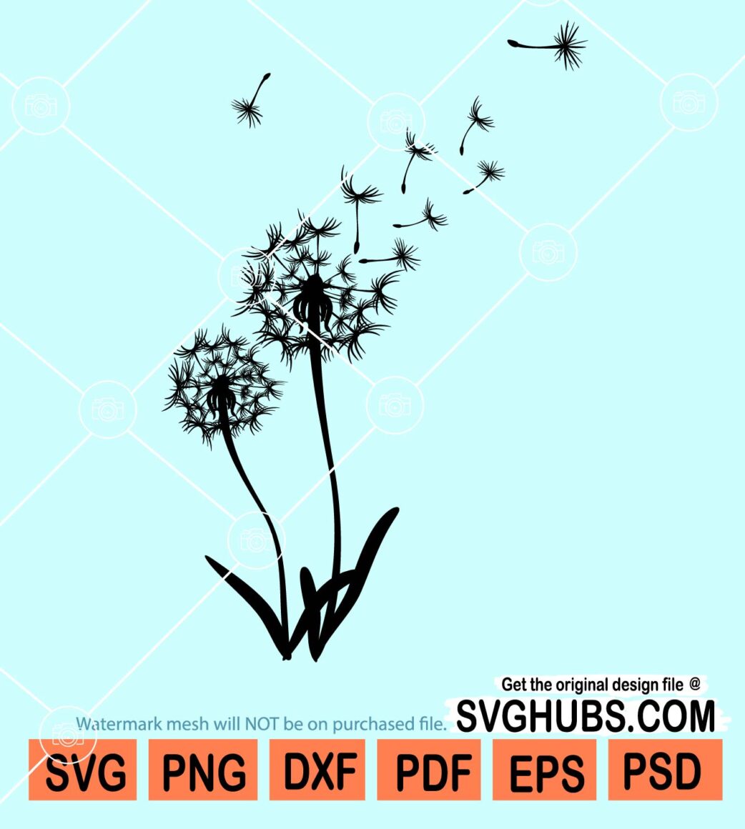 Blowing dandelion svg, Dandelion Clipart svg, Blowing Dandelion Svg ...