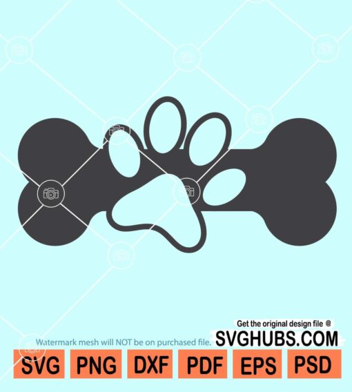 Dog bone and paw svg, Bone svg, Paw Svg, Fur Mom Svg, Animal Paw Svg
