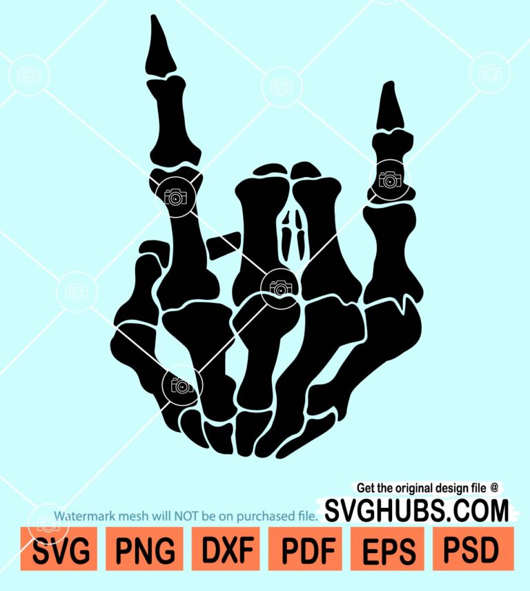 Skeleton rock hand symbol svg, Skeleton Rock Horns Svg, Skeleton hand ...