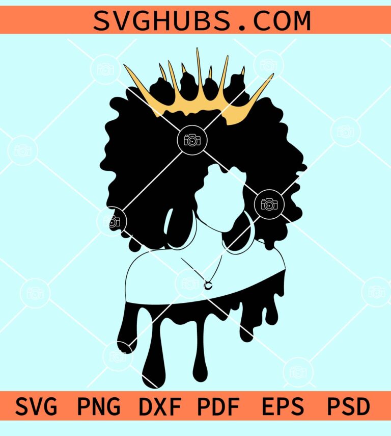 Afro queen with crown SVG, Black Queen Crown Woman SVG, Black woman svg ...
