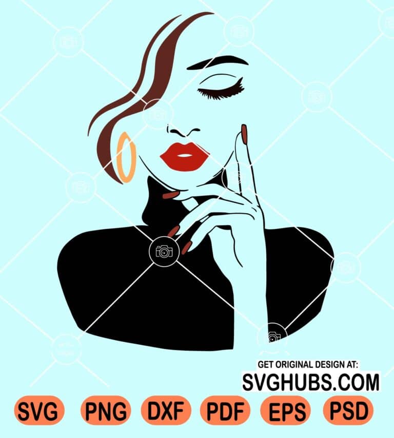 Beautiful girl face svg, Lipstick svg, Girl face svg, Girl Vector Svg ...