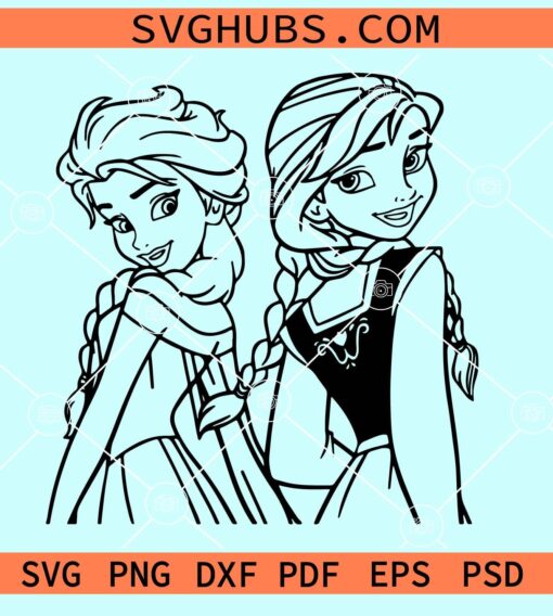 Disney Elsa And Anna Svg, Frozen Princess Anna And Elsa SVG, Disney ...