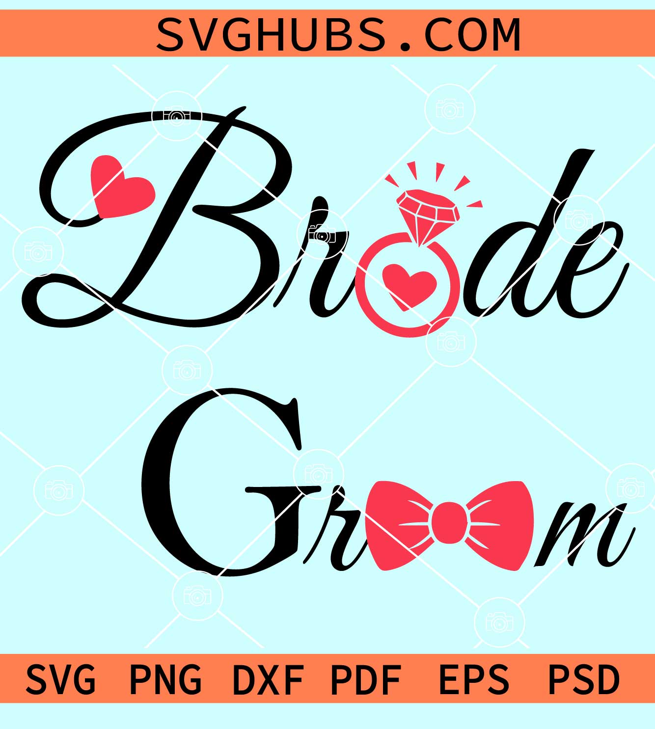 Bride groom with bow and diamond ring svg, Wedding Svg, Marriage ...