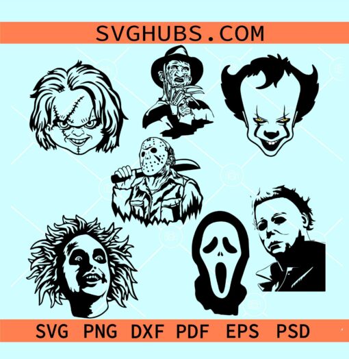Horror Movie Characters Svg Bundle, Halloween characters svg, Halloween ...