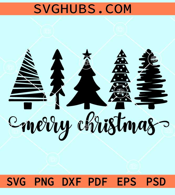 Merry Christmas pine trees svg, Christmas pine trees svg, Merry ...