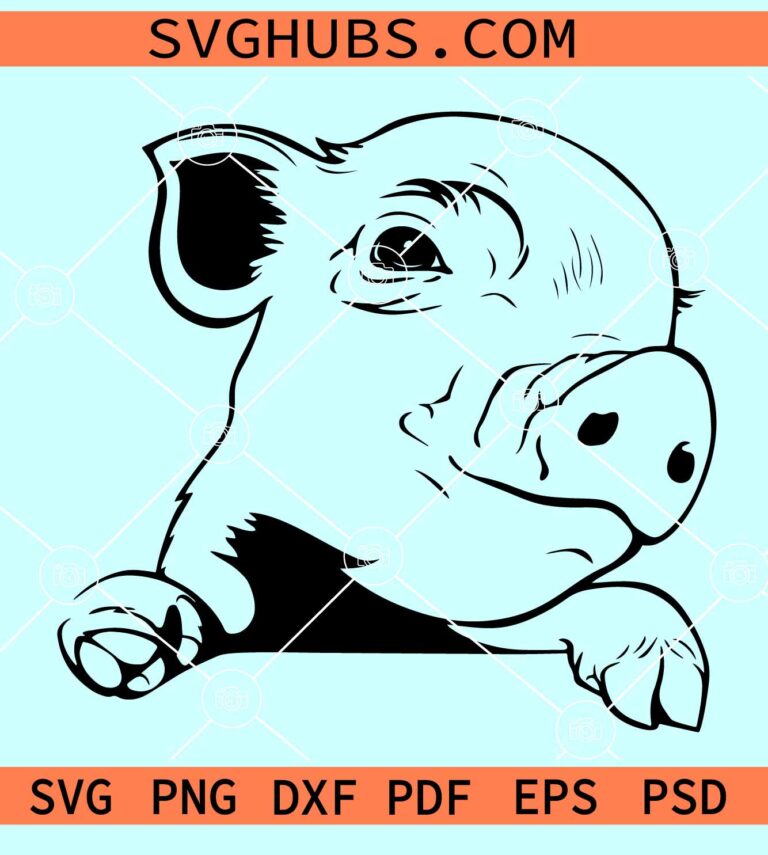 Peeking baby pig SVG, Peeking pig SVG, Pig Peekaboo SVG, Pig face svg