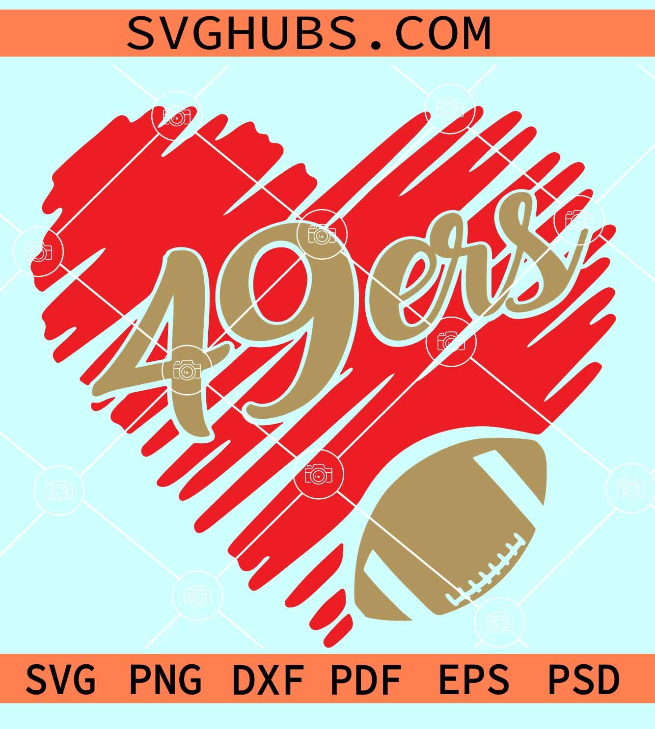 San Francisco 49ers Heart Svg, San Francisco 49ers scribble heart svg