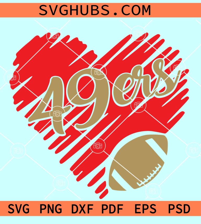 San Francisco 49ers Heart Svg, San Francisco 49ers Scribble Heart Svg