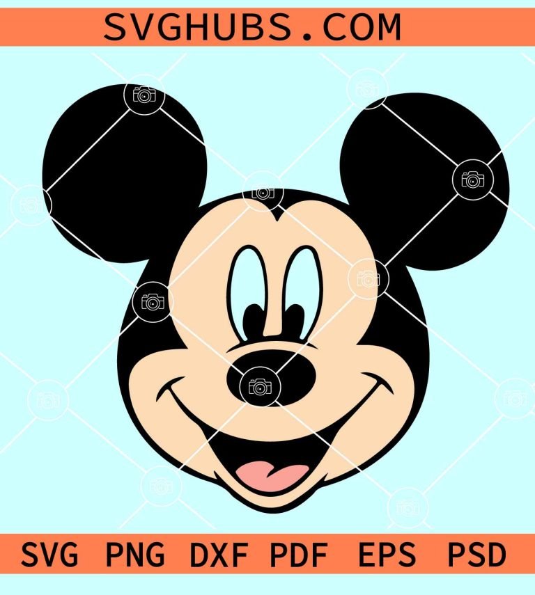 Mickey Mouse face smiling SVG, Mickey Mouse smiling SVG, Mickey Mouse ...