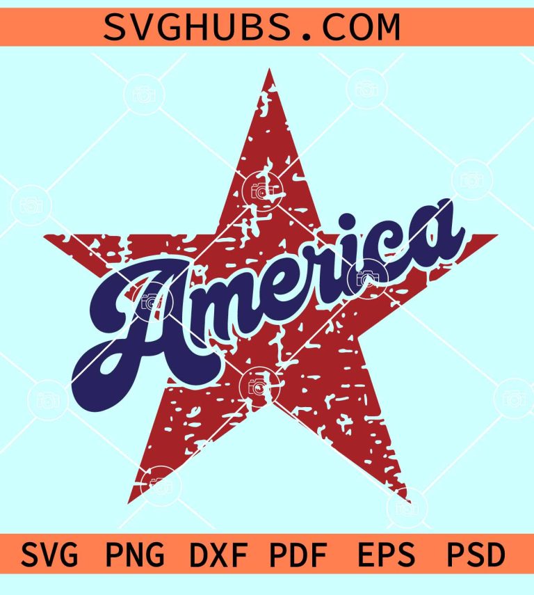 Distressed America Star SVG, Retro America SVG, America Grunge Star SVG