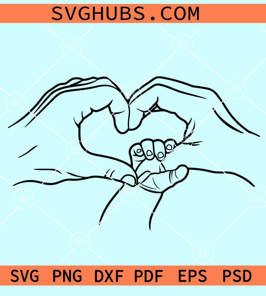Family Hands Heart SVG, Parents And Kids Hands In Heart SVG, Family ...